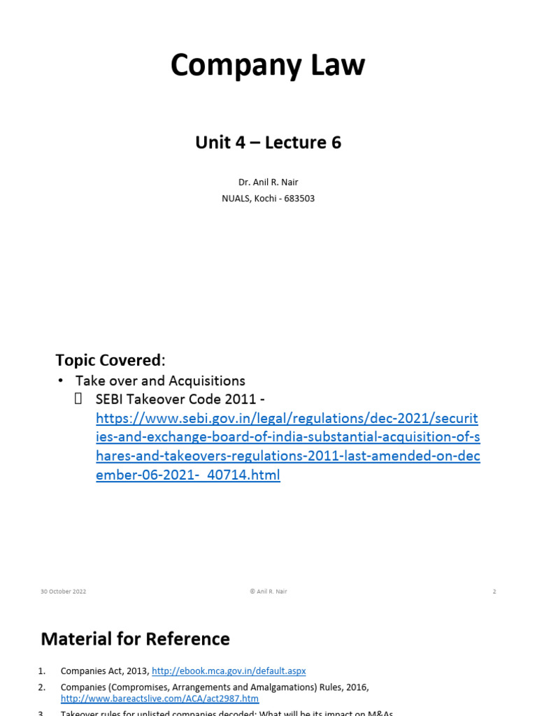 Take Over and Acquisitions | PDF