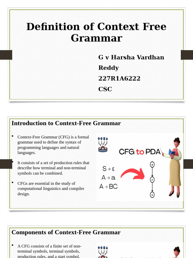 Definition of Context Free Grammar FLAT 6222 | PDF | Parsing | Compiler