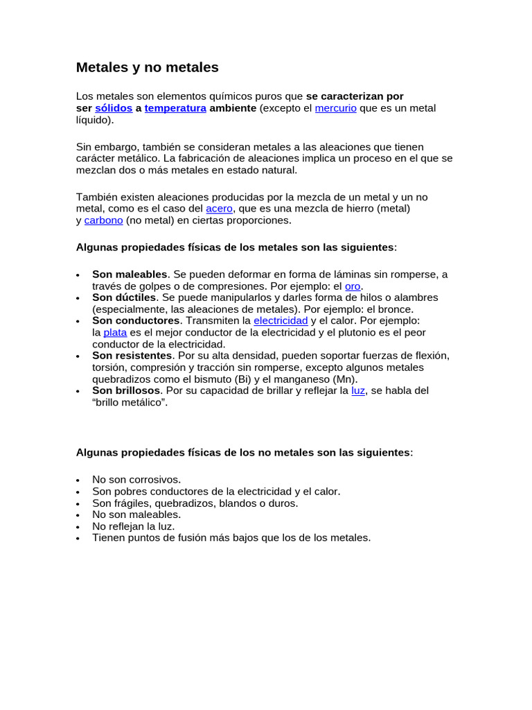 Metales | PDF | Tecnología