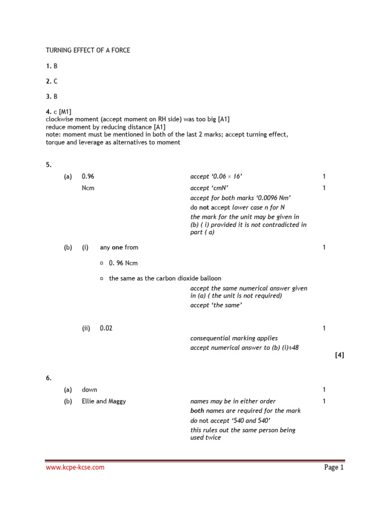 Form 2 13. Turning Effect of A Force A | PDF