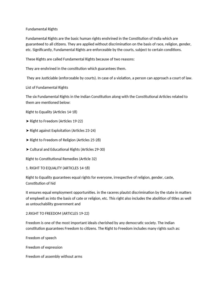 Fundamental Rights | PDF | Political Science | Social Ethics