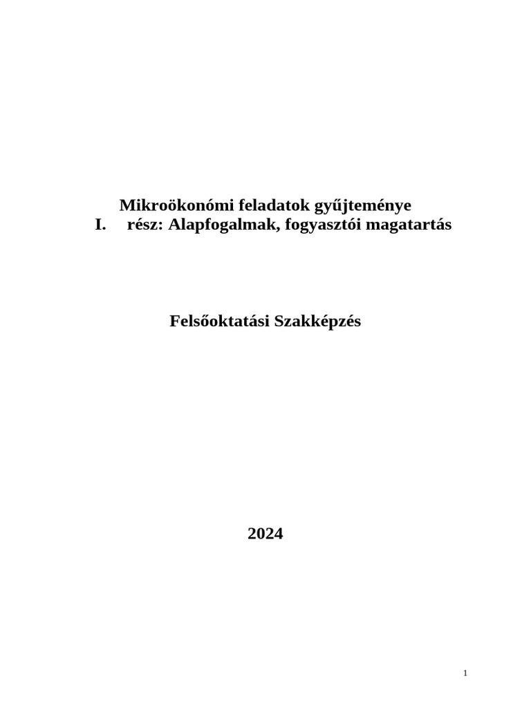 MikroökökonómiaFOSZ FGY Lev1 2024 | PDF