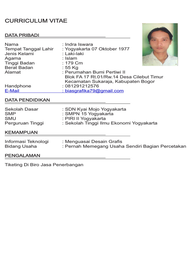 CV Indra Iswara | PDF