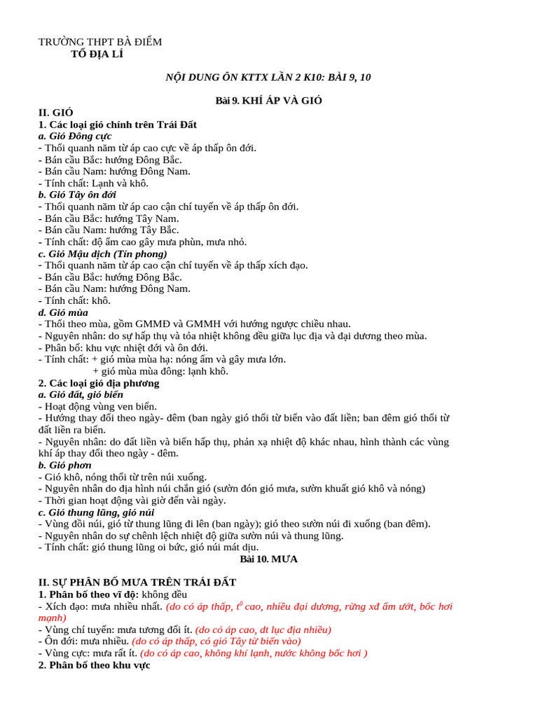 ĐỊA -ND KTTX LẦN 2-K10 | PDF