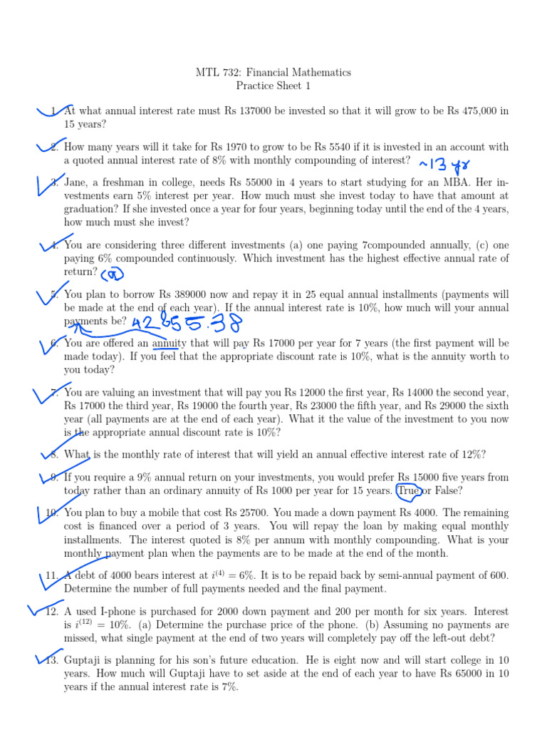 Practice Sheet 1 | PDF | Bonds (Finance) | Interest