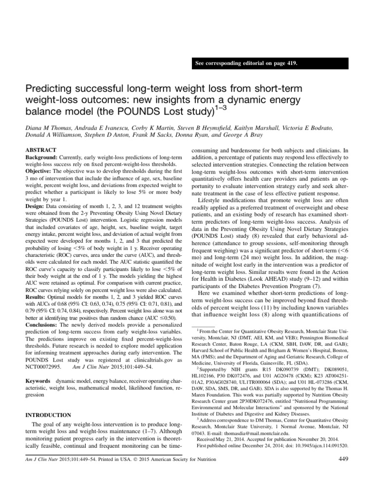 Ajcn 1013449 | PDF | Receiver Operating Characteristic | Logistic ...