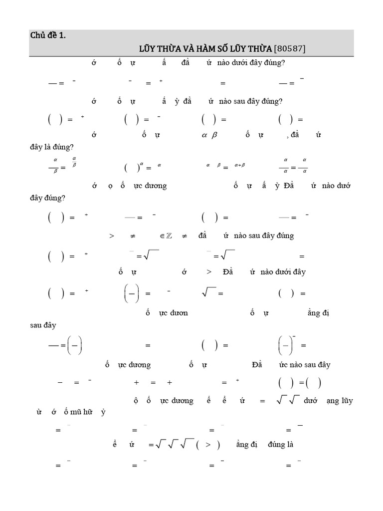 01-Chu de 1 - Luy Thua-Ham So Luy Thua | PDF