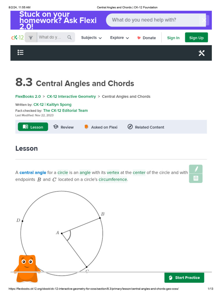 Central Angles and Chords - CK-12 Foundation | PDF | Circle | Perpendicular