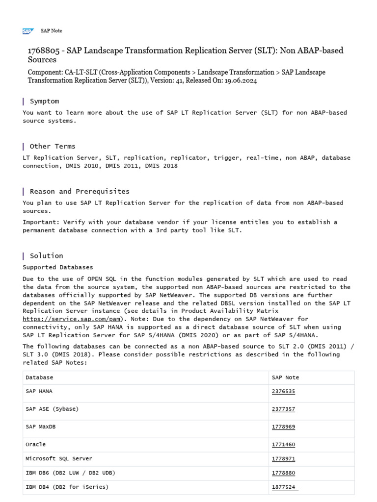 SLT for Non-ABAP Data Replication | PDF | Databases | Ibm Db2