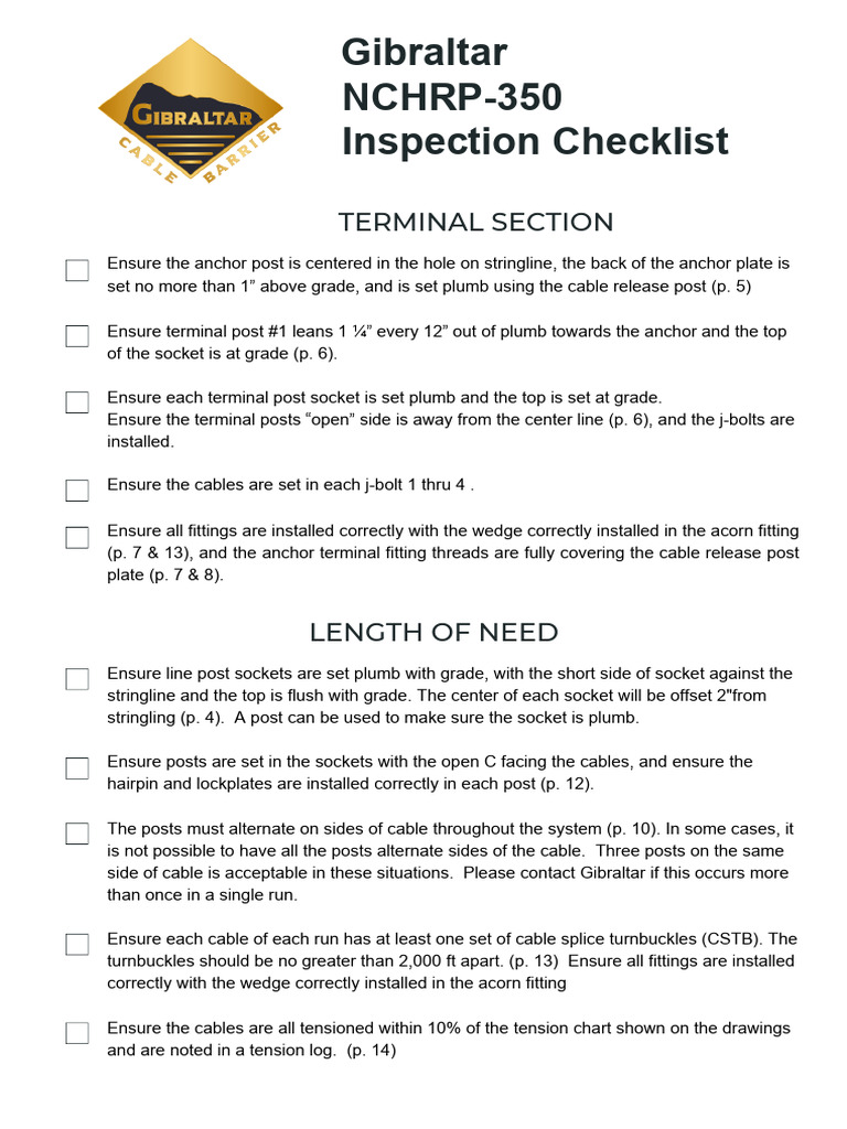 NCHRP350 Checklist | PDF