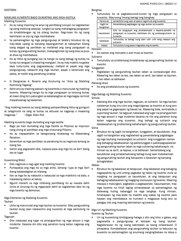 Fil5 Midterm Reviewer | PDF
