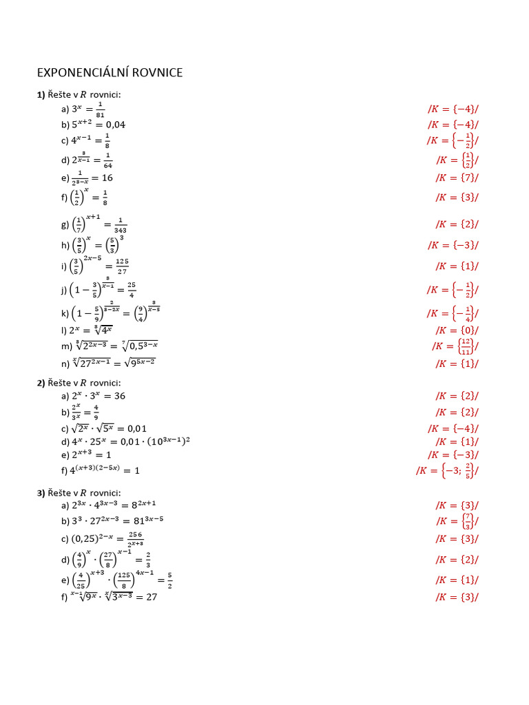 Exponencialni Rovnice 2 | PDF