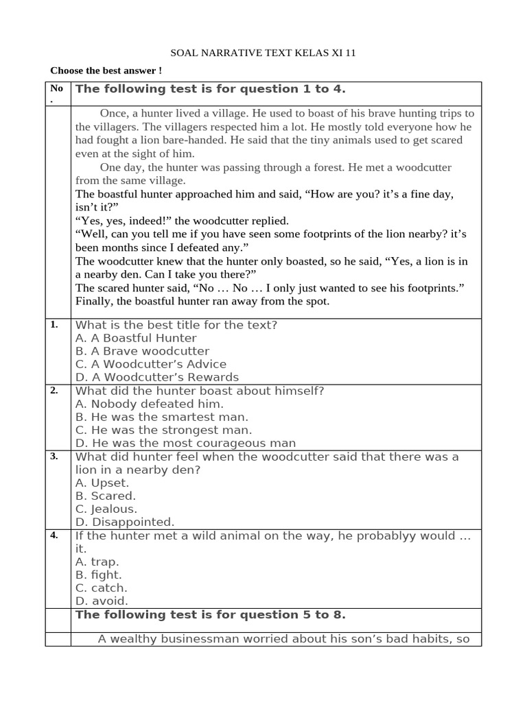 Soal Narrative and Descriptive Text Kelas Xi 11 | PDF | Nirvana (Band ...