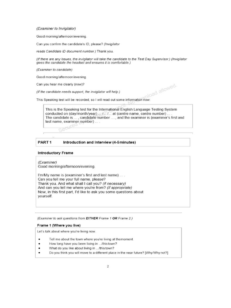 Ielts Speaking Mock Exams | PDF