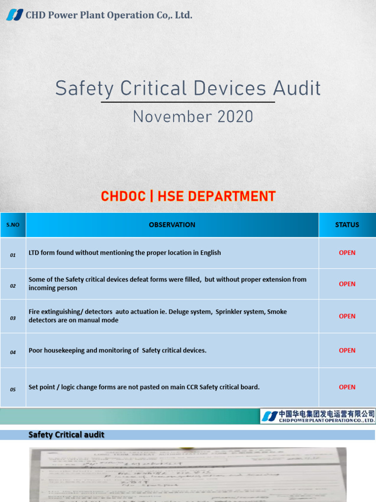 Safety Critical Device Audit NOV-20 | PDF