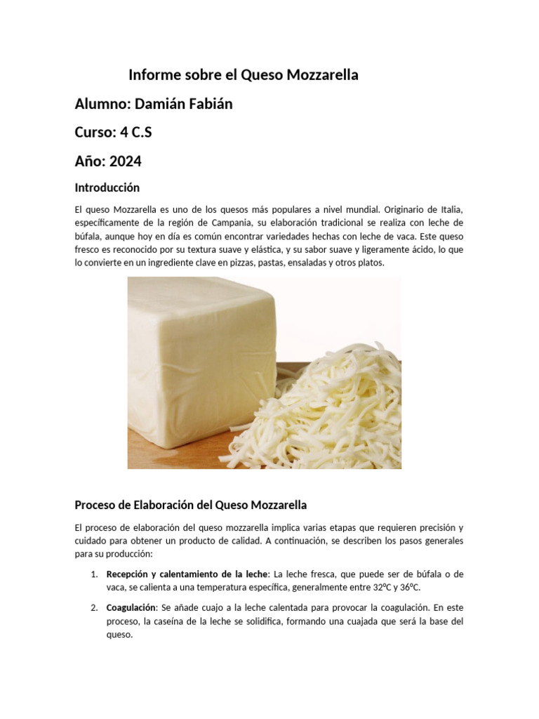Queso Mozzarella | PDF | Queso | Queso Mozzarella