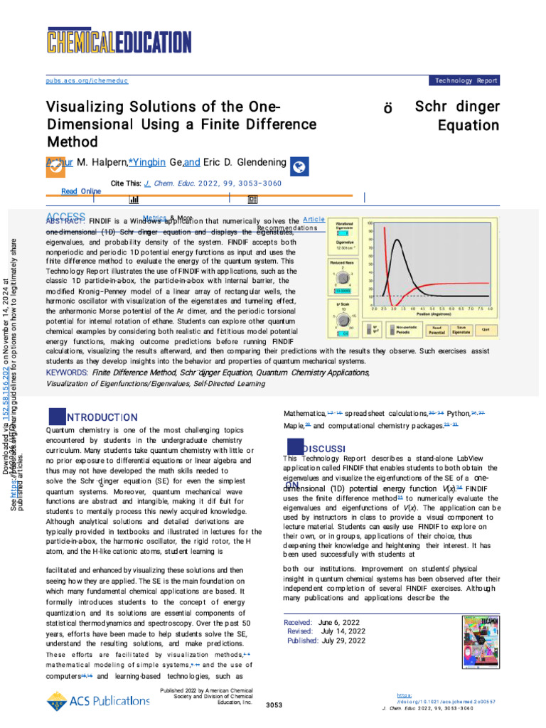 Visualizing Solutions of The One Dimensional Using A Finite Difference Method | PDF | Quantum ...