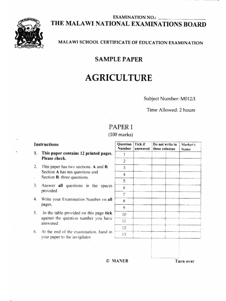 Agriculture P1 | PDF