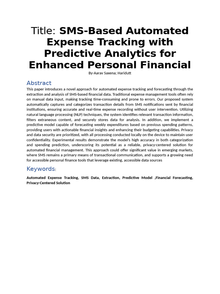 Research Paper | PDF | Predictive Analytics | Machine Learning