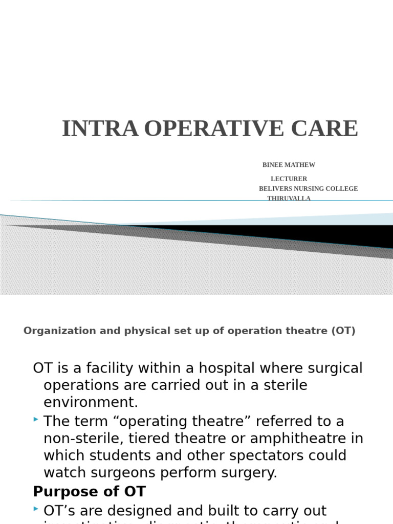 Intraoperative Care | PDF | Operating Theater | Surgery