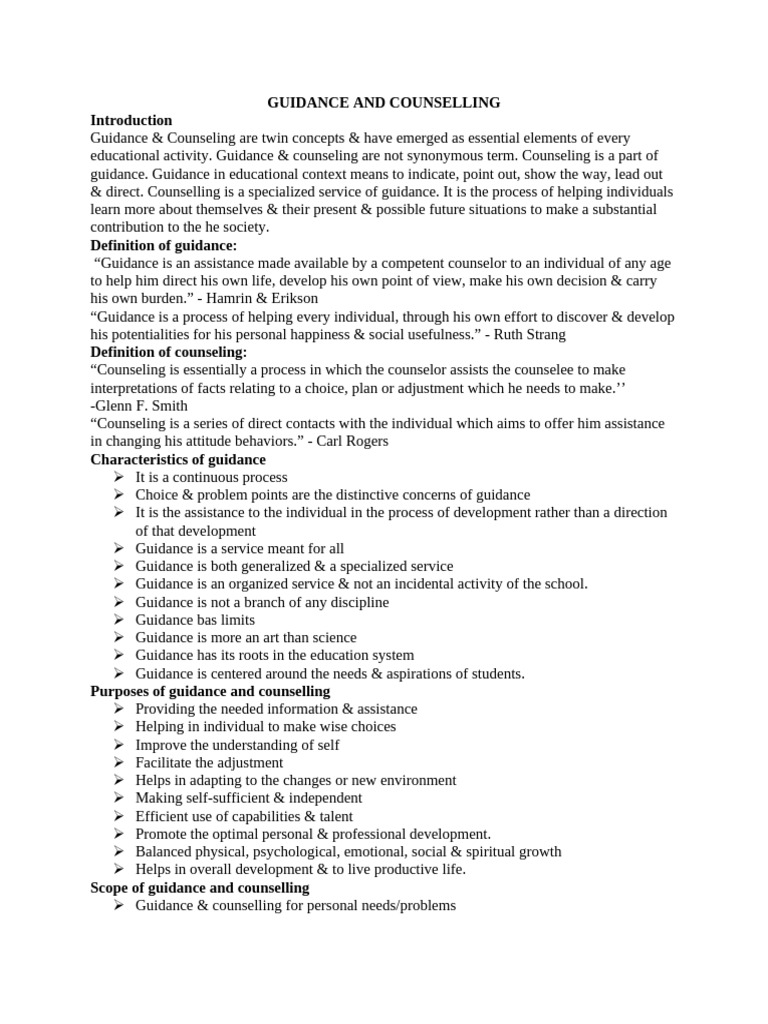 Guidance and Counselling | PDF | Psychotherapy | Nursing