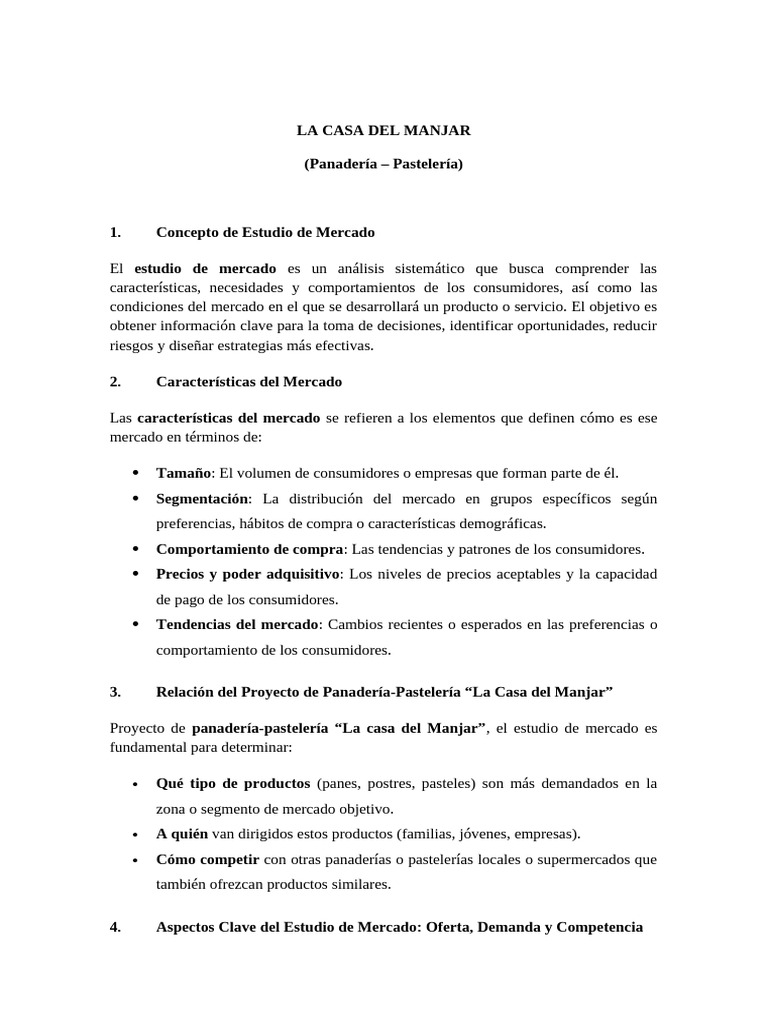 La Casa Del Manjar | PDF | Mercado (economía) | Panes