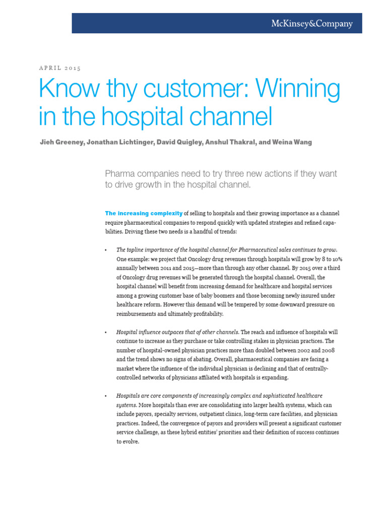 Driving Growth in the Hospital Channel | PDF | Market Segmentation ...