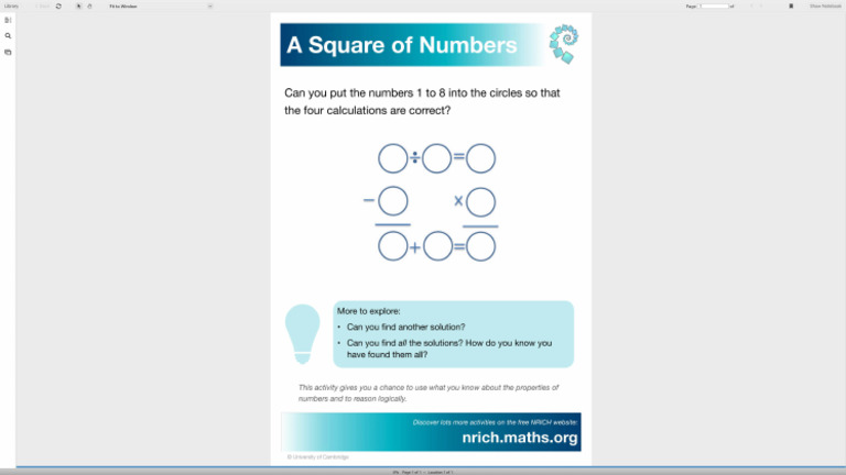 Nrich - A Square of Numbers | PDF