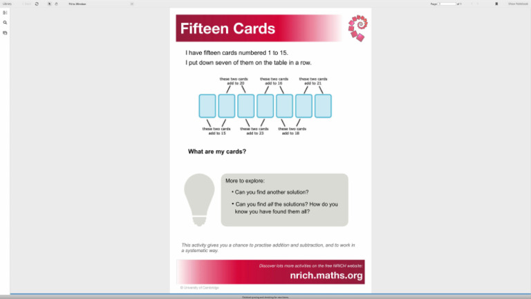 Nrich - Fifteen Cards | PDF