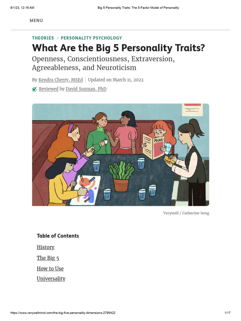 Big 5 Personality Traits Case 5 Reference | PDF | Extraversion And ...