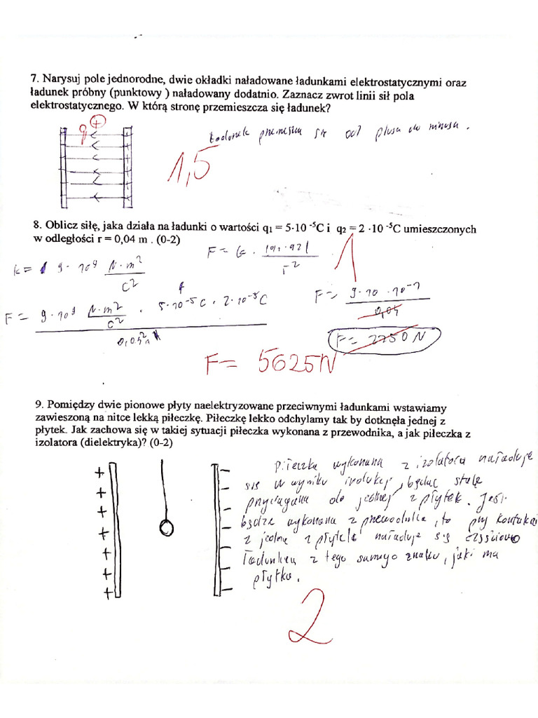 Sprawdzian Fizyka | PDF