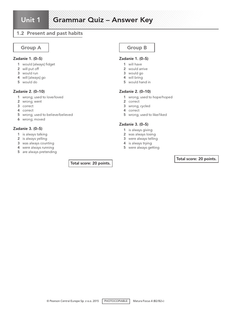 Grammar_Quiz_Lesson_1_2_Answer_Key | PDF