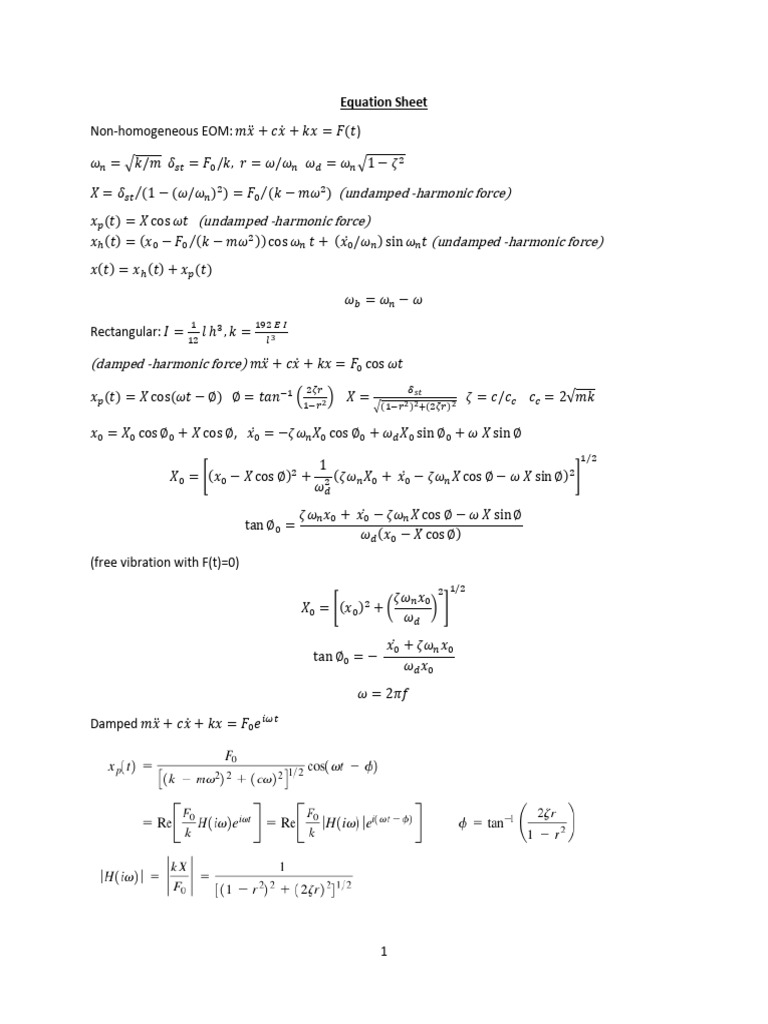 Mechanical Vibration Equations | PDF | Damping | Classical Mechanics