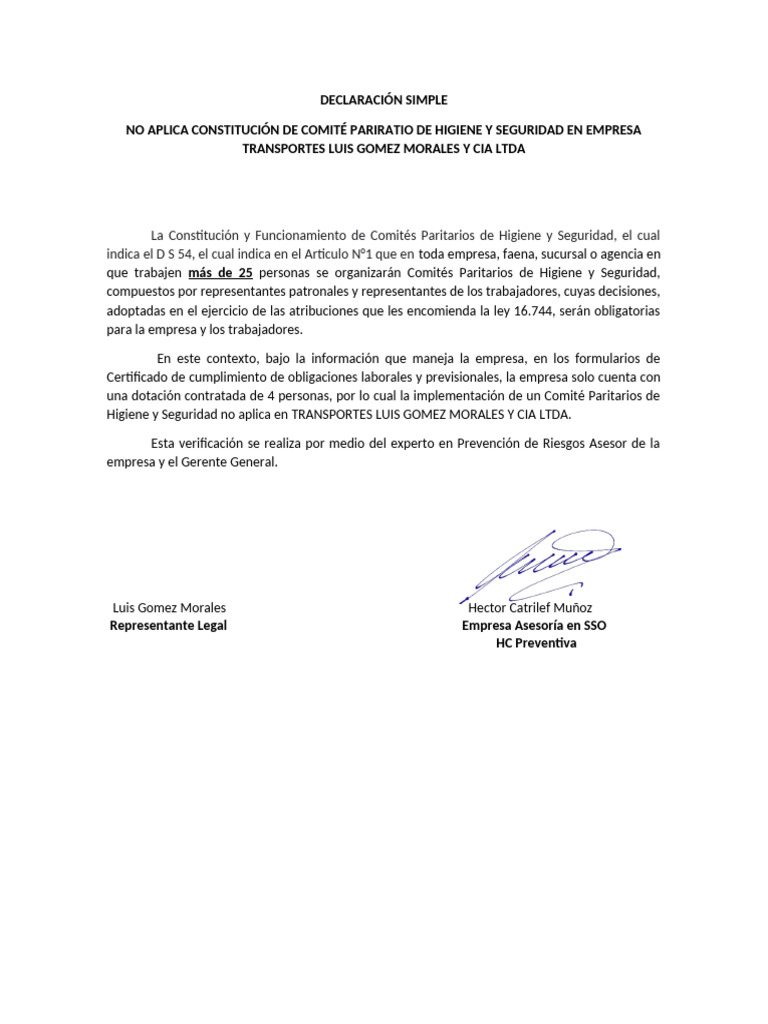 Declaración Simple | PDF