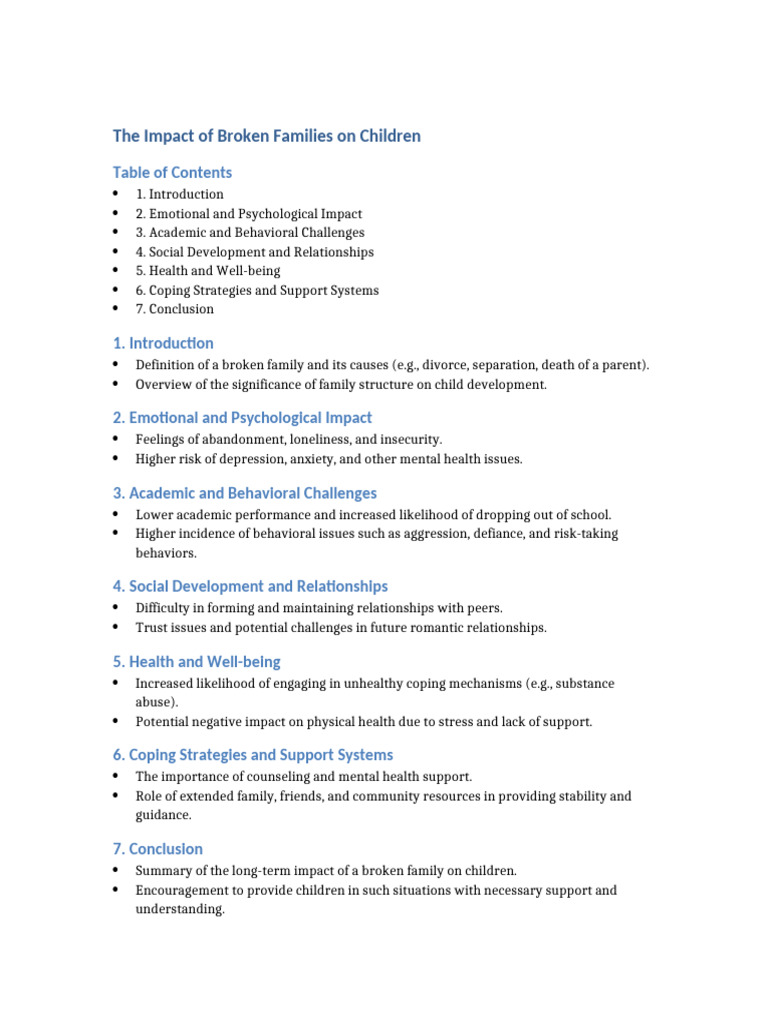 Impact of Broken Family On Children | PDF | Wellness
