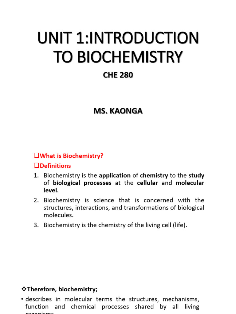 Che 280-Unit 1-Introductory Biochemistry-1 | PDF | Cell (Biology ...