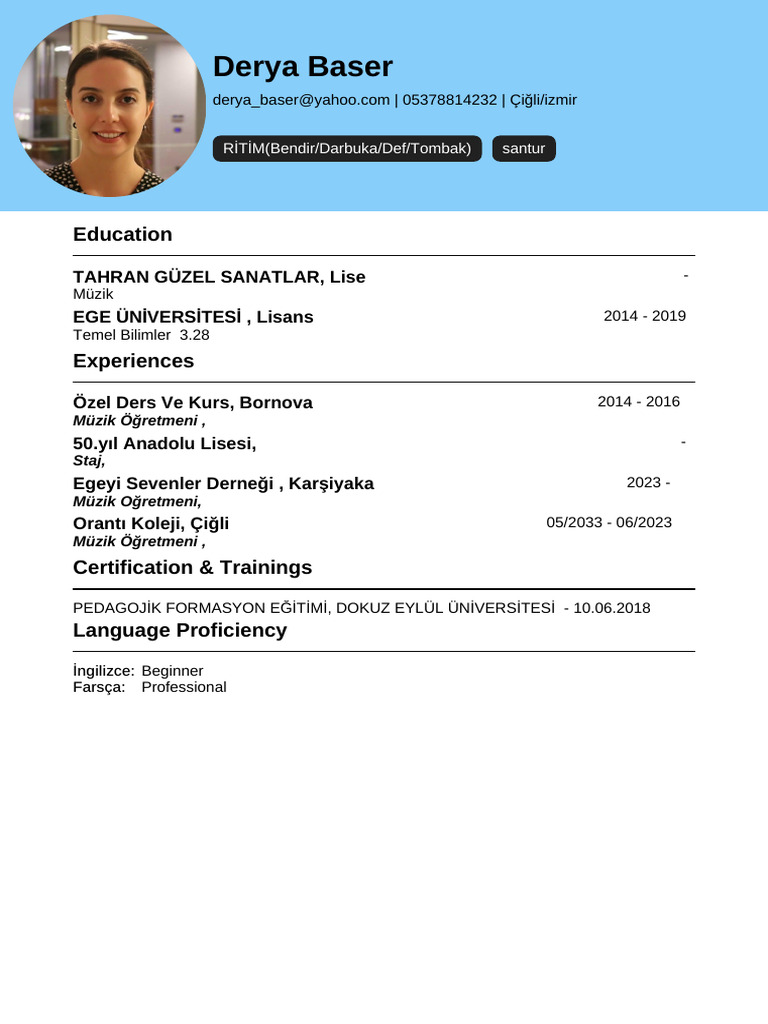 Derya Baser: Education | PDF