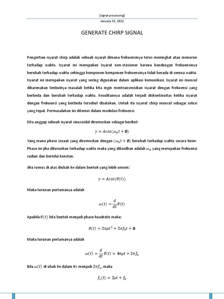 Generate Chirp Signal | PDF