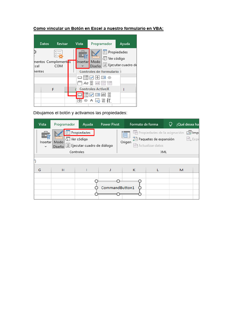 Vincular Botón a Formulario en VBA Excel | PDF