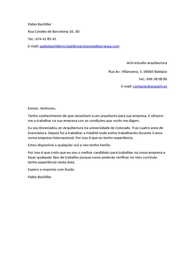 Carta de Candidatura | PDF