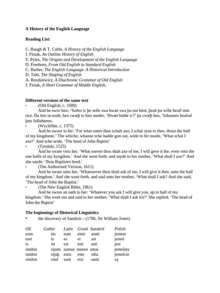History of the English Language | PDF | Linguistic Morphology | Linguistics