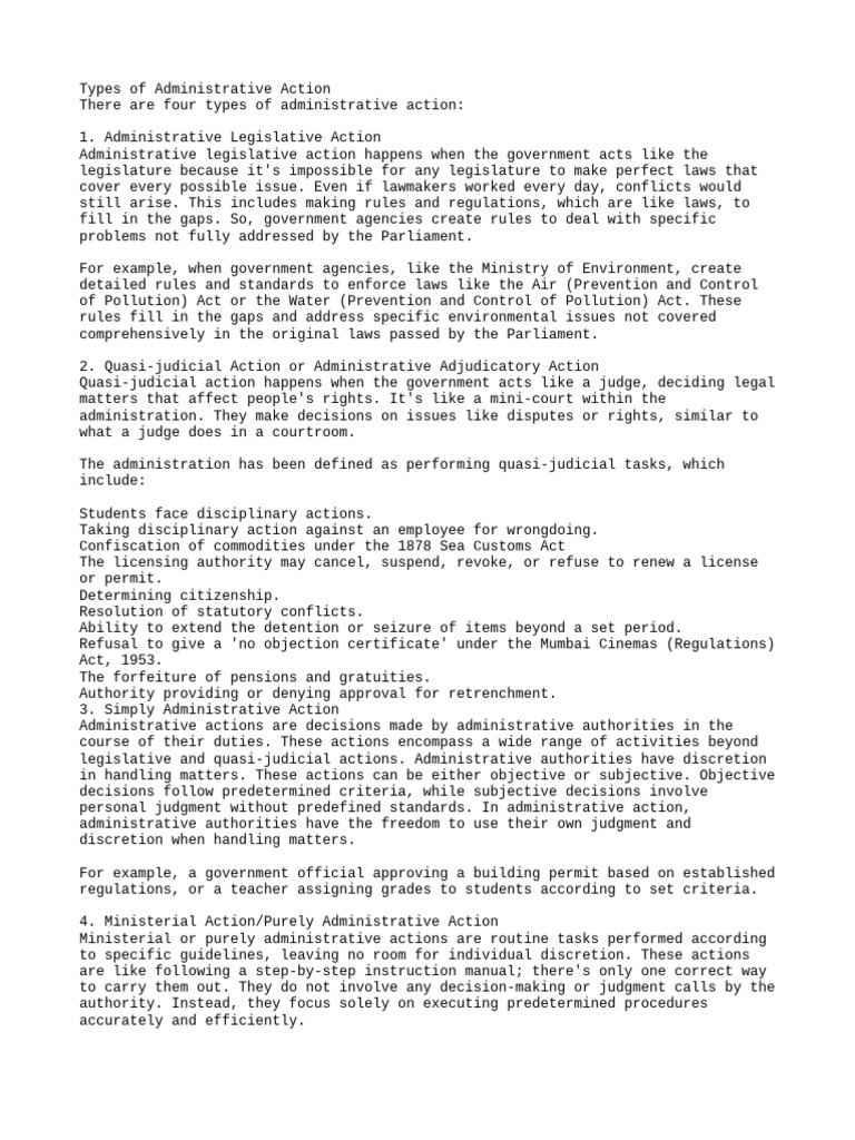 administrative action classification | PDF | Judgment (Law) | Justice