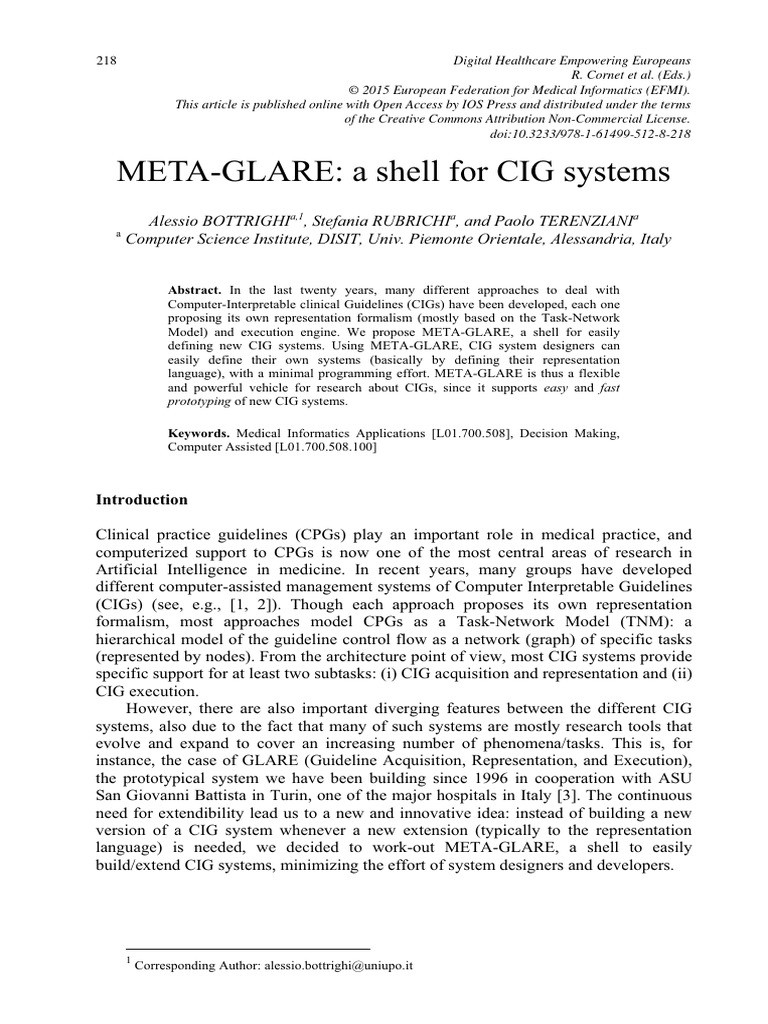 META GLARE A Shell For CIG Systems | PDF | System | Computer Programming