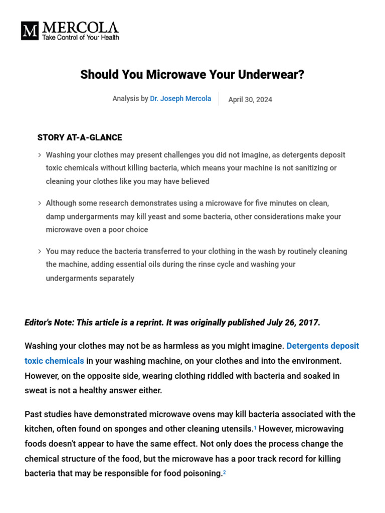 How To Sanitize Underwear PDF | PDF | Clothes Dryer | Bacteria