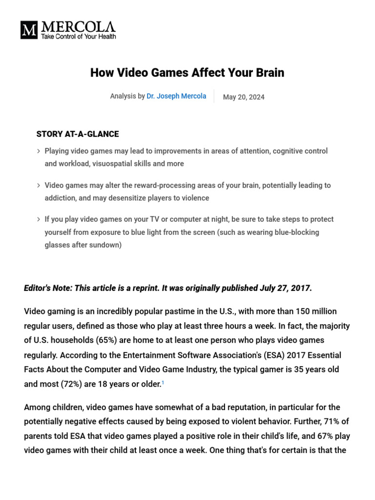 How Video Games Affect Your Brain PDF | PDF | Flow (Psychology ...