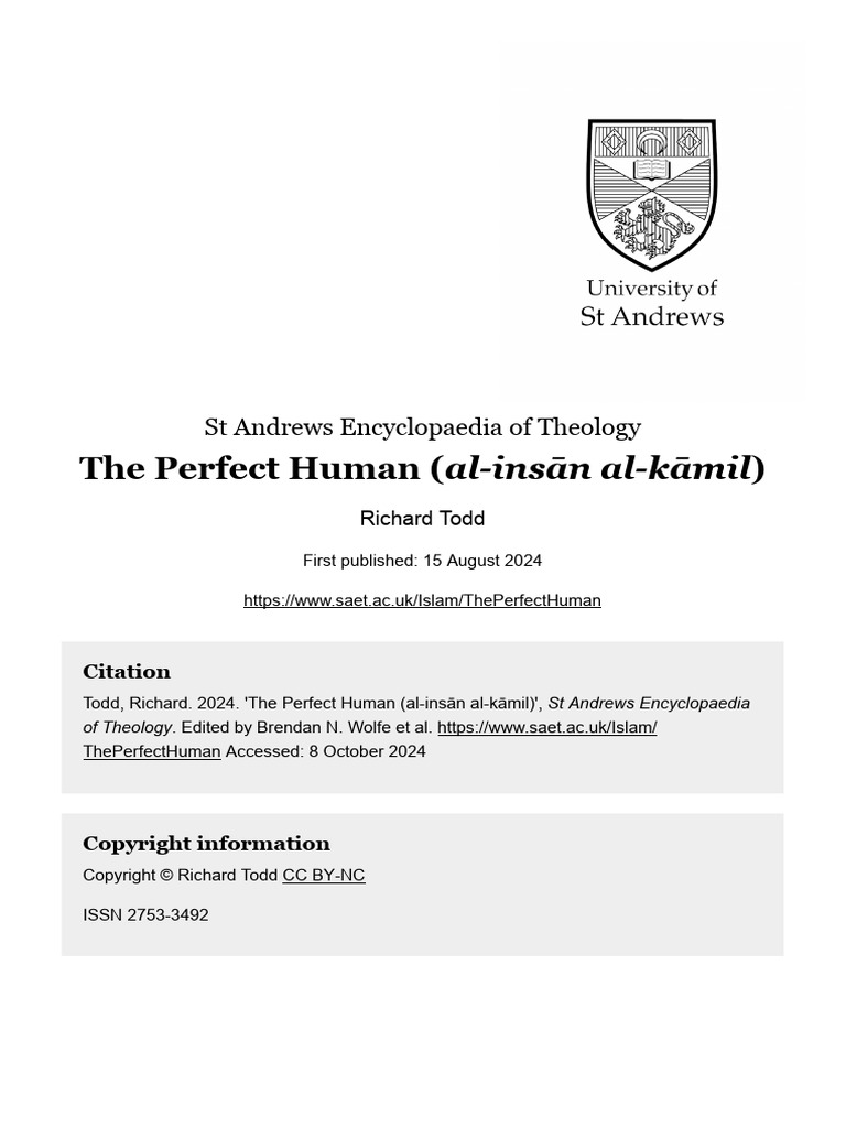 Richard Todd (2024) The Perfect Human | PDF | Sufism | Neoplatonism