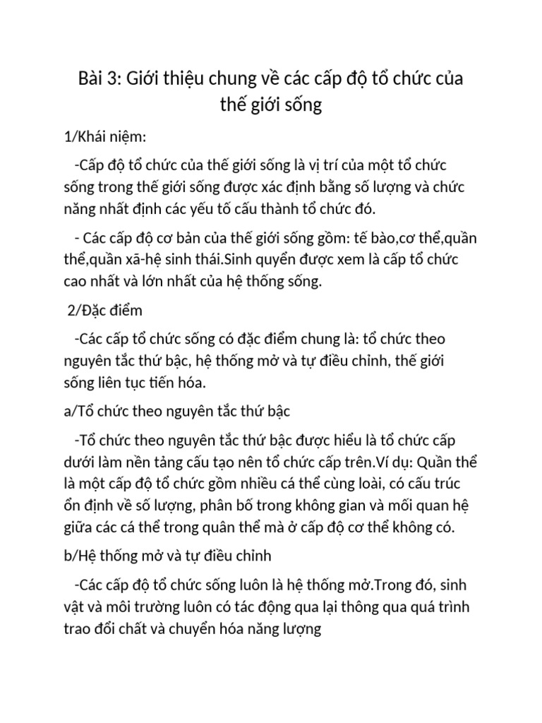 ôn tập ck1 sinh 10 | PDF