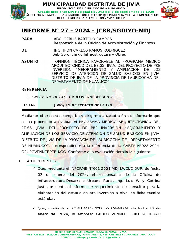 Informe #27 - 2024 - Jcrrsgdiyo-Mdj Opinion Pma Diresa | PDF | Perú