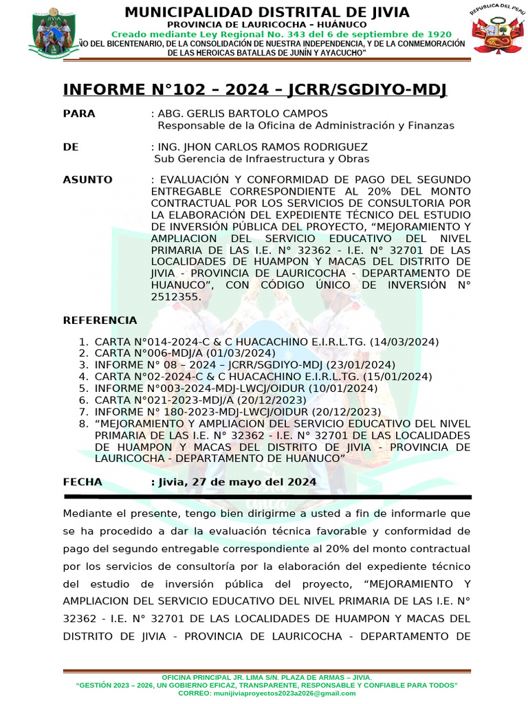 Informe N°102 - 2024 - Jcrrsgdiyo-Mdj Evaluacion y Conformidad Del ...