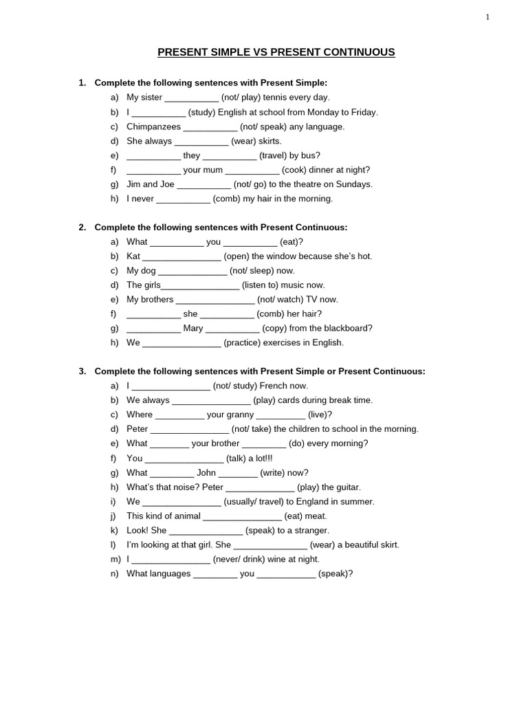 Present Simple and Continuous | PDF